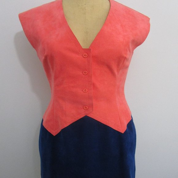 Mollie Parnis | Dresses | Xs Vintage 97s Ultrasuede Vest Dress Pockets ...